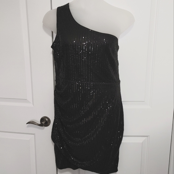 Grace Karin | Dresses | One Shoulder Black Sparkle Dress 2xl | Poshmark
